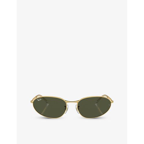 Ray-Ban | Womens Gold RB3734 Irregular-frame Metal Sunglasses | Realry