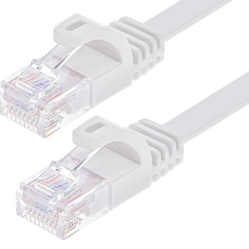 Monoprice | Cat6 7ft White Flat Patch Cable, UTP, 30AWG, 550MHz, Pure ...