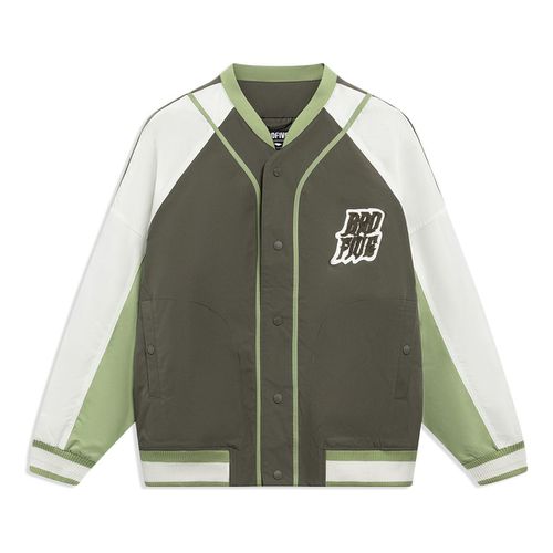 Li-Ning | BadFive Graphic Cotton Baseball Jacket 'Olive White' | Realry