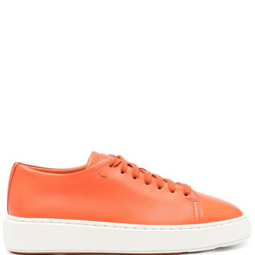 Santoni | logo-print low-top sneakers - Orange | Realry