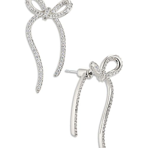 Nadri | Pave Bow Front to Back Earrings in 18K Gold Plated | Realry