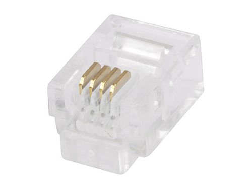 Monoprice | 6P4C RJ11 Modular Plugs for Round Solid/Stranded Cable, 1u, 2 Prongs, Clear, 50-Pk ...