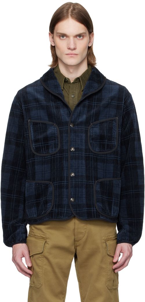 Rrl | RRL Navy Plaid-Print Corduroy Jacket | Realry