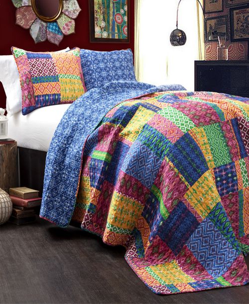 Lush Decor | Misha 3-Pc Set Quilt Set, Full/Queen - Fuchsia | Realry