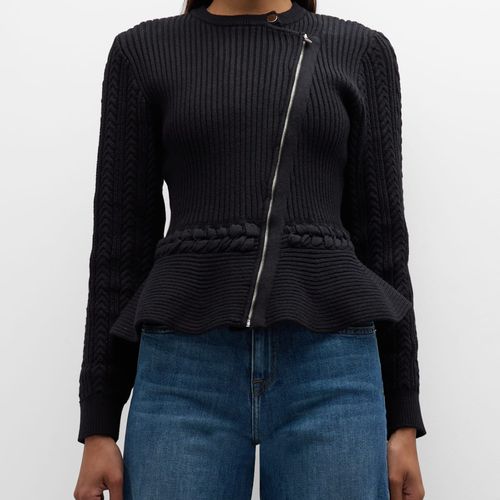 SIMKHAI | Andi Mixed-Knit Cotton Peplum Jacket | Realry