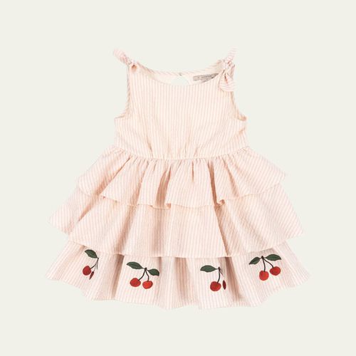 Konges Slojd | Girl's Ellie Cherry Embroidered Layered Dress | Realry